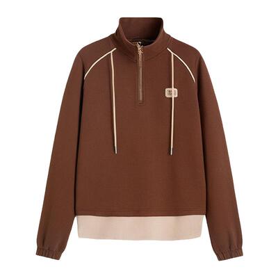 采多宝大码女装胖mm2026春季新款休闲撞色假两件卫衣EDZ5868N