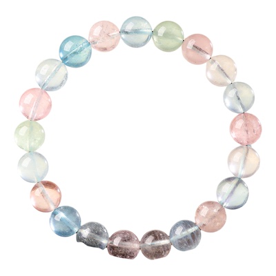 福妞天然摩根石玉髓散珠手工串珠手链手串配件彩色粉水晶珠子