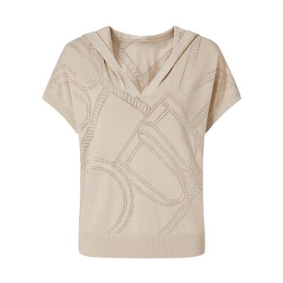 【电商专款】IMM尹默女装设计感连帽提花无袖薄款针织小衫夏