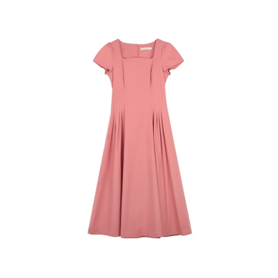 solighter法式方领收腰连衣裙