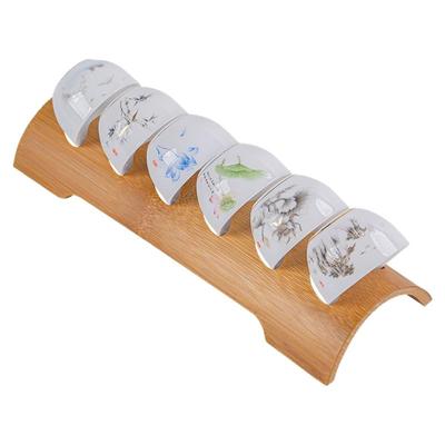 国风冰种玉瓷功夫茶杯6只带杯架