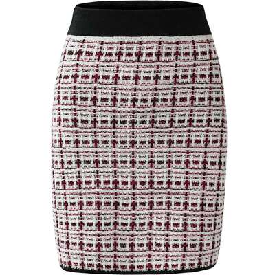 BORAAKSU红白黑格纹毛针织半裙