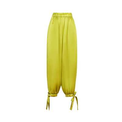 XULU原创进口醋酸缎面空调裤新款松弛高腰休闲宽松显瘦束脚长裤