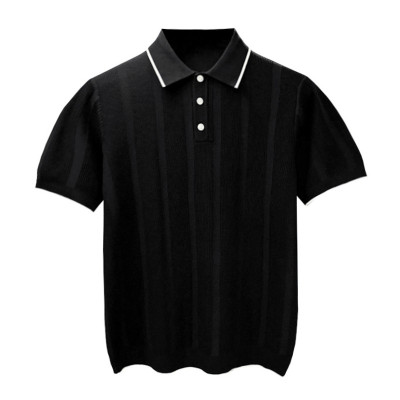 夏季短袖商务针织肌理polo衫高级