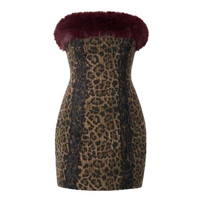 LSOUL黑色抹胸连衣裙包臀短款露肩时尚收腰修身设计露肩性感裙装