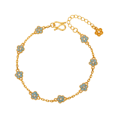 足银9999珐琅彩青花手链