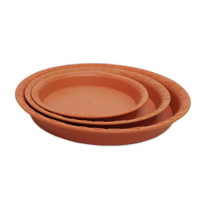 园艺圆形加厚PP树脂浮雕托盘底碟