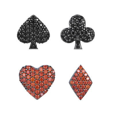 BENSHENG纸牌耳钉女法式小众设计