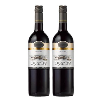 蚝湾Oyster Bay新西兰马尔堡原瓶进口梅洛干红双支葡萄酒