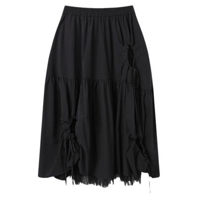 西町村屋设计感半身裙女装2025秋季新款拼接款网纱摆裙XHAC10210