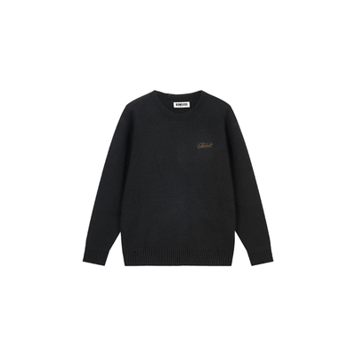 BONELESS徽章刺绣破洞毛衣