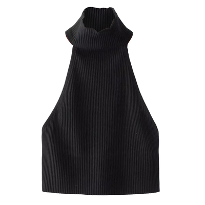 欧美新款坑条无袖小上衣欧美无袖