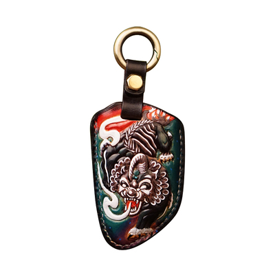 高端皮雕艺术品宝马刀锋钥匙套