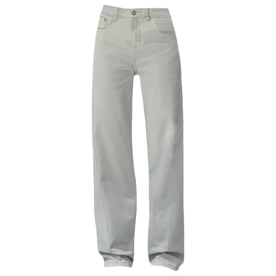 春银灰窄版显瘦时尚女牛仔阔腿裤