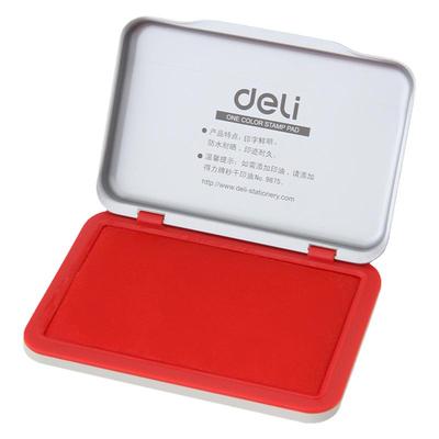 得力9891/9892/9893/9875秒干印台印泥盖章台办公财务用品金属外壳红色印台大中小 金属外壳9894空白无油印台