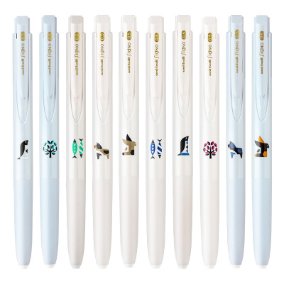 日本uni三菱铅笔中性笔北欧插画限定UMN-185NCK按动式考试用书写刷题黑色水笔0.5mm学生低阻尼顺滑中性笔