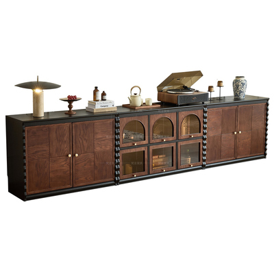 巧克力柜法式中古风实木电视柜模块组合展示柜骨骼线复古落地柜