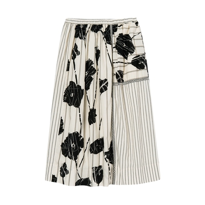 Desigual印花拼接织带装饰半截裙中长款裙子侧插袋设计