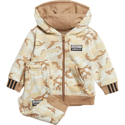 Adidas/阿迪达斯正品三叶草婴童印花连帽时尚运动套装ED7715