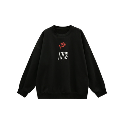 复古美式印花圆领套头卫衣