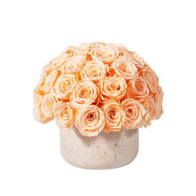 JoyFlower黄洞石永生花花桶摆件