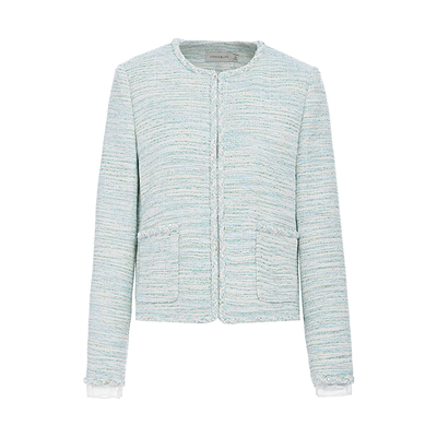 JESSIE静奢彩色小香风圆领短外套