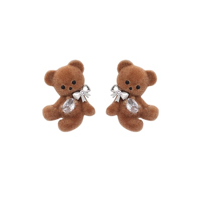 UNEUPEU植绒锆石小熊耳饰