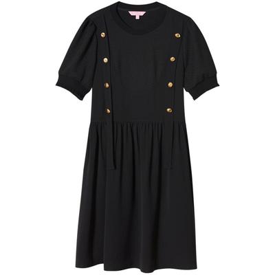 SALT.P可颜高密斜纹肌理感拼接复古学院风收腰小黑裙连衣裙夏