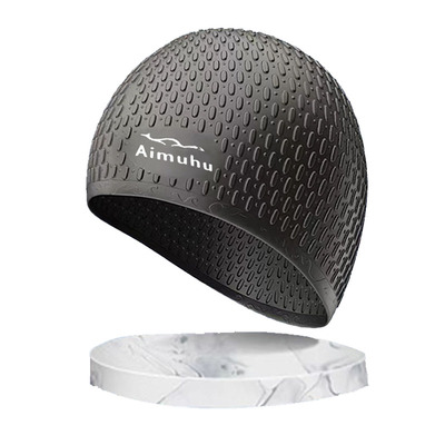 艾慕狐纯色泳帽加大护耳遮发