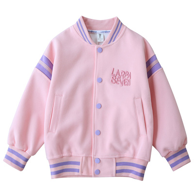 女童薄款春秋圆领开衫外套棒球服