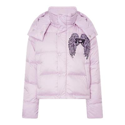 TCH轻奢潮牌翅膀烫钻紫色保暖羽绒服外套女2025冬新款T75C19E9016