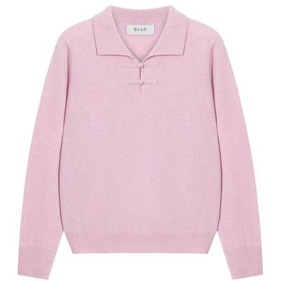 鄂尔多斯1980 女装新中式小翻领羊绒衫25年秋冬新品修身针织衫