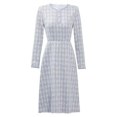 未风蓝色小香风连衣裙女装气质