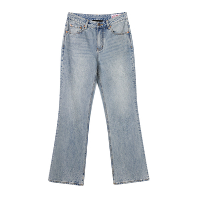 日本进口面料（kaihara）中腰直筒偏窄脚牛仔裤女休闲长裤7475