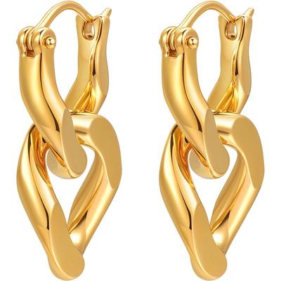 明牌珠宝5D硬金时尚链条耳饰