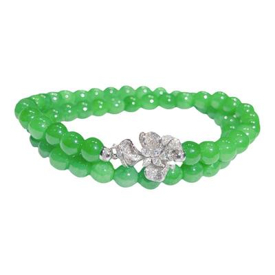 18k白金钻石翡翠珠串珍珠扣头