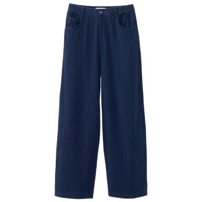 WHM靛蓝染针织布松直腿裤