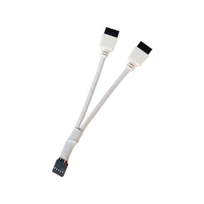 主板USB2.09针转双9针一分二9pin转双9USB屏蔽线编网注塑白色