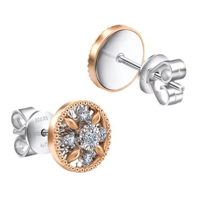 周生生18k白色黄金钻石耳钉