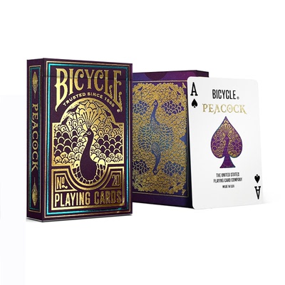bicycle单车美国收藏花切魔术烫金奢华扑克牌纸卡牌孔雀V2紫冷烫