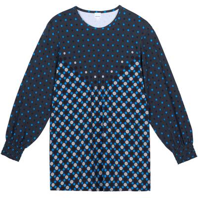 波点设计针织布长袖连衣裙