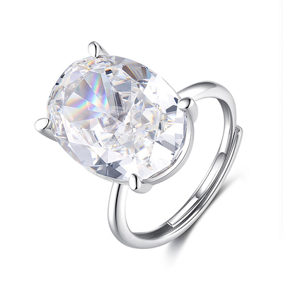 女S925简约戒指个性鸽子蛋椭圆钻