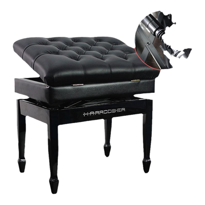 德国哈罗德钢琴凳子单人液压实木烤漆可升降带书箱电钢琴椅子