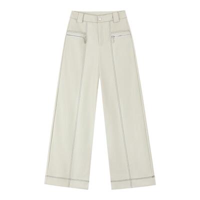 PAPERLLL辛间黑色皮裤女2025新款秋冬加绒高腰直筒休闲磨毛阔腿裤