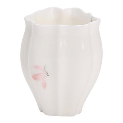 圭隐堂手绘粉兰花釉下彩功夫茶杯羊脂玉瓷女士单杯主人杯品茗杯子