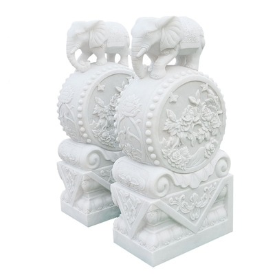 石雕门墩抱鼓石一对天然汉白玉