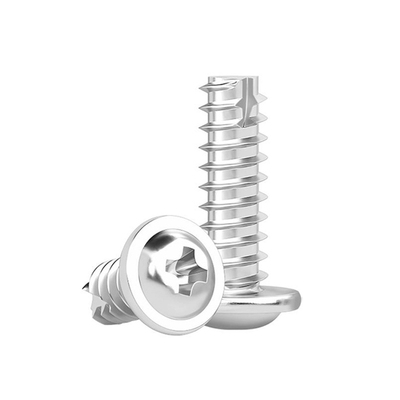 镀白色十字圆头带垫平尾自攻螺丝