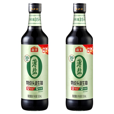 海天薄盐0添加头道生抽500ml
