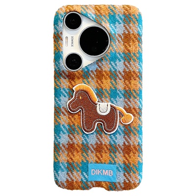 适用华为pura80pro+格纹手机壳女