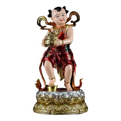 金莲铜彩善财童子龙女金童玉女